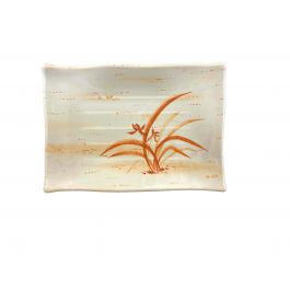15 1/2" X 10 3/4" WAVE RECTANGULAR PLATE, GOLD ORCHID