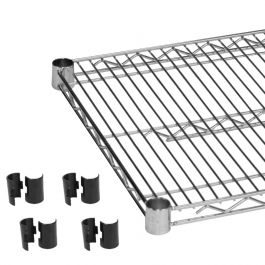 CHROME PLATED WIRE SHELVES 24" X 72" WITH 4 SET PLASTIC CLIP