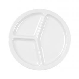 10", 3 COMPARTMENT PLATE, WHITE