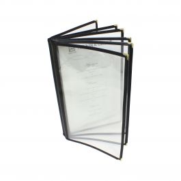 6 PAGE BOOK FOLD MENU COVER 7 1/2" X 13 1/4" BLACK