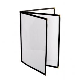 3 PAGE BOOK FOLD MENU COVER, 8 1/2" X 11", BLACK