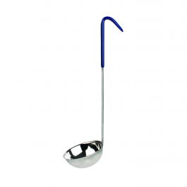 8 OZ, ONE PIECE COLOR CODED LADLE, BLUE HANDLE, S/S