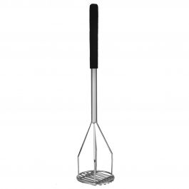 18" ROUND POTATO MASHER WITH SOFT GRIP, CHROME PLATED